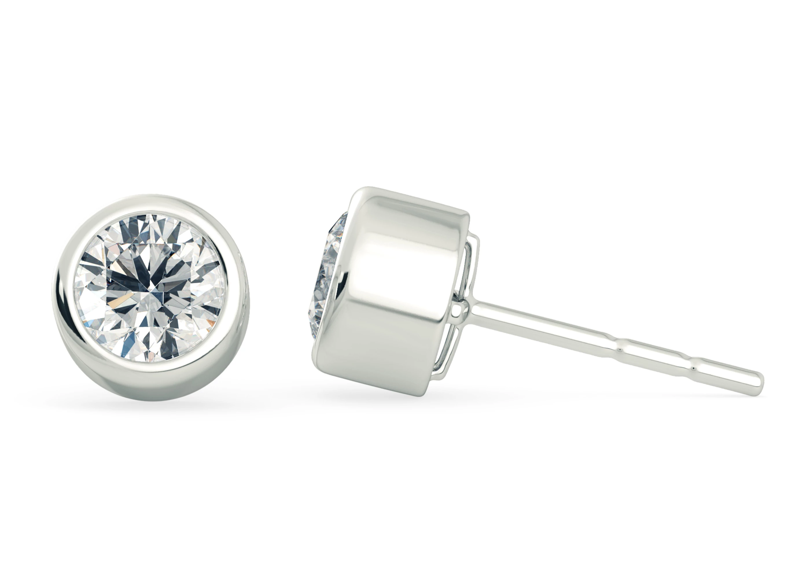 Carina Round Brilliant Diamond Stud Earrings in Platinum with Screw ...