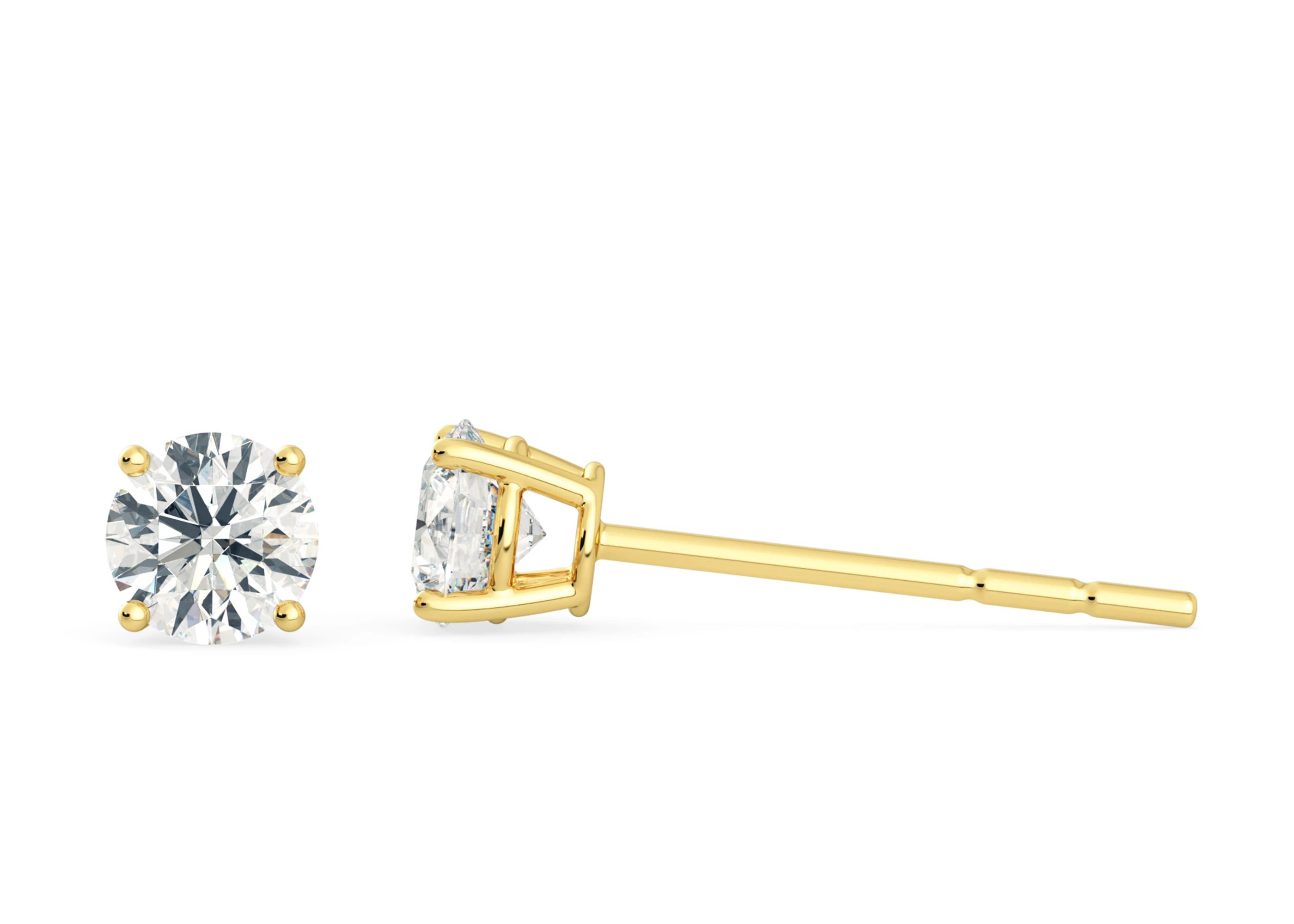 Ettore Round Brilliant Diamond Stud Earrings in 18K Yellow Gold with ...