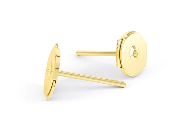Bijou Oval Diamond Stud Earrings in 18K Yellow Gold with Alpha Backs ...