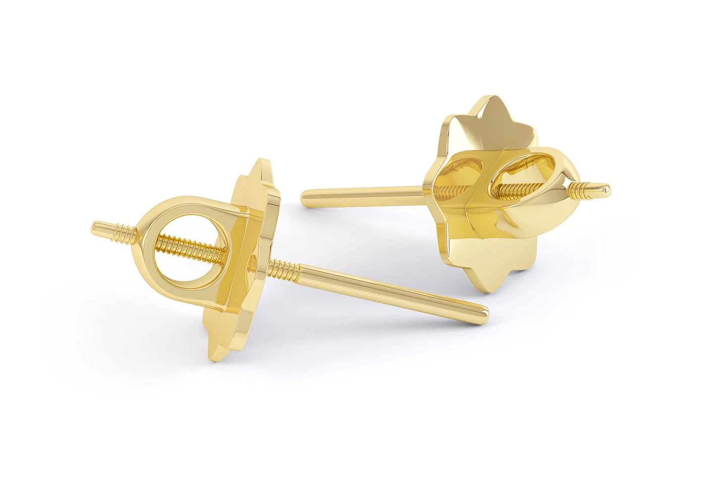 Ettore Round Brilliant Diamond Stud Earrings in 18K Yellow Gold with ...