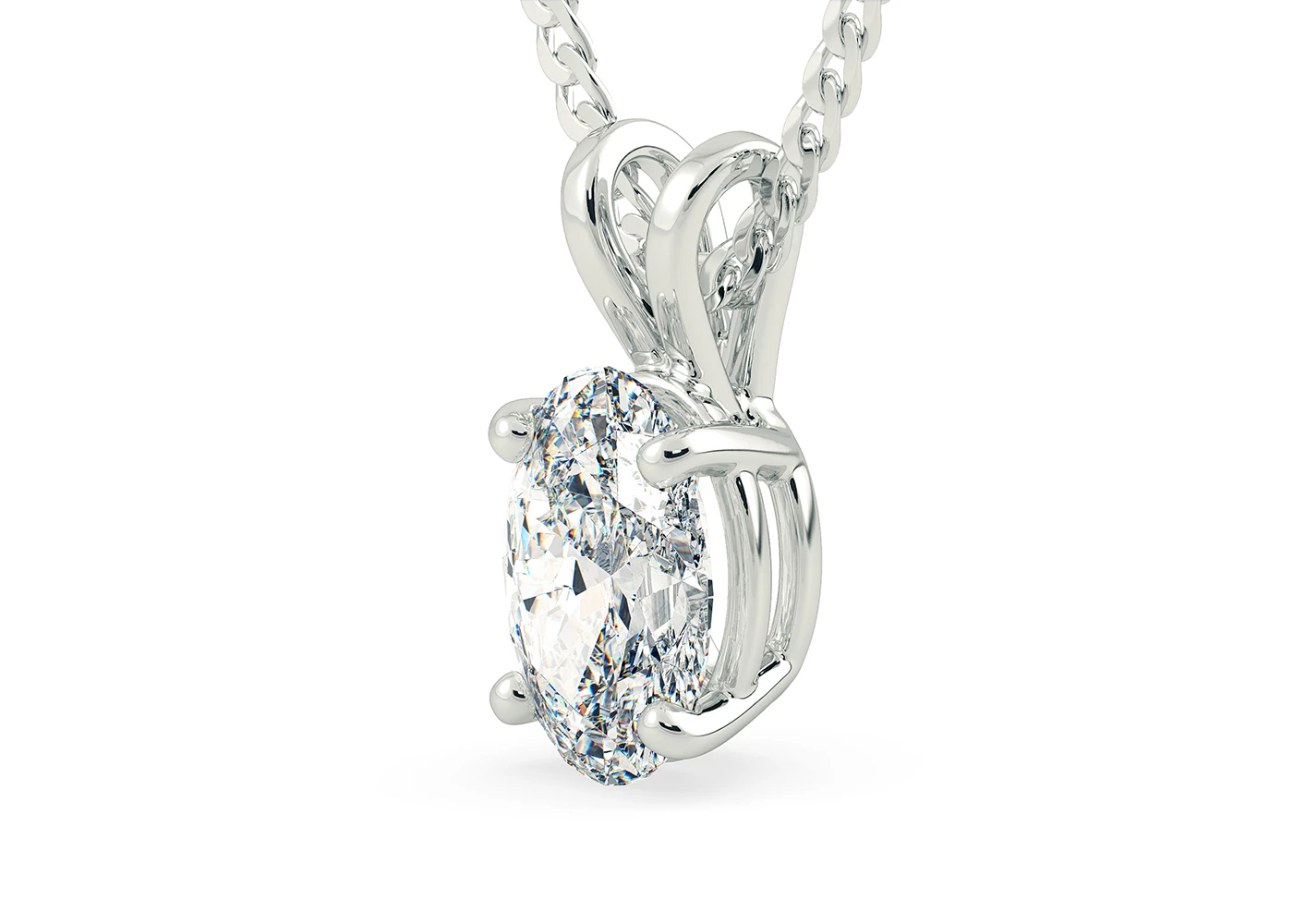One Carat Oval Diamond Pendant in 18K White Gold | Quality Diamonds