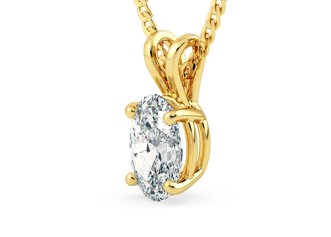 Two Carat Oval Diamond Pendant in 18K Yellow Gold | Quality Diamonds