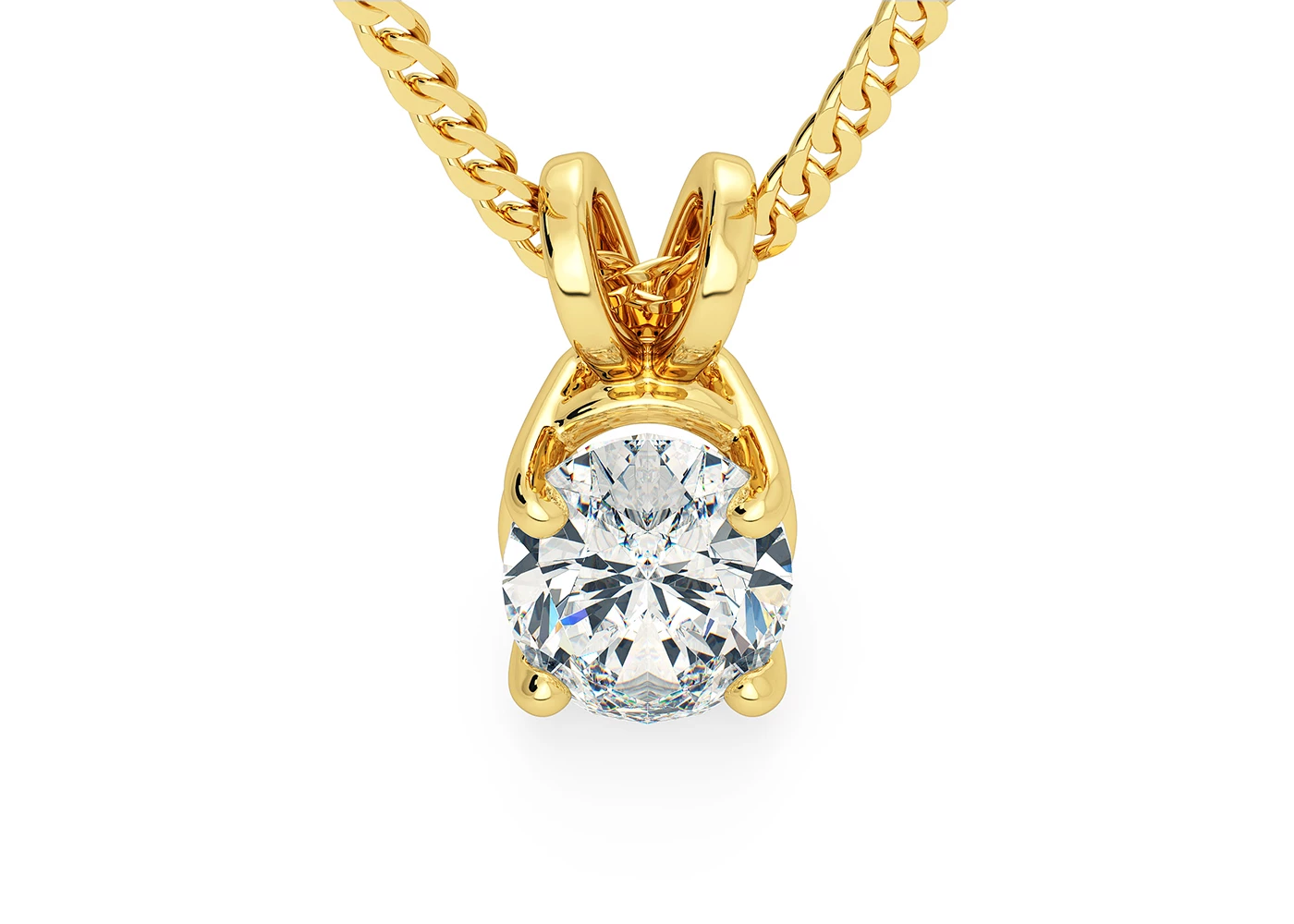 Half Carat Oval Diamond Pendant in 18K Yellow Gold | Quality Diamonds