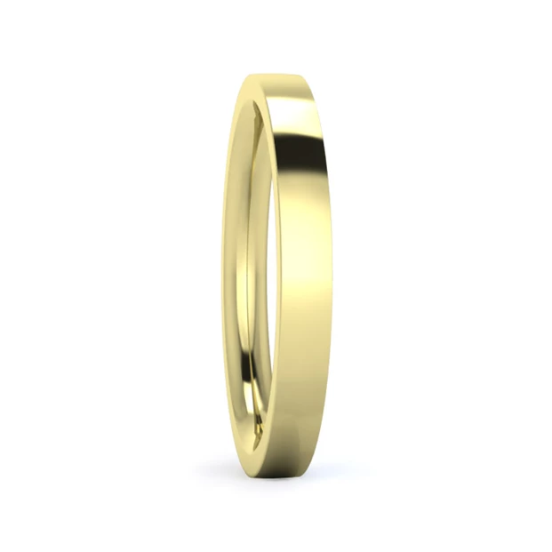 18K Yellow Gold 2.5mm Heavy Weight Flat Court Flat Edge Wedding Ring ...