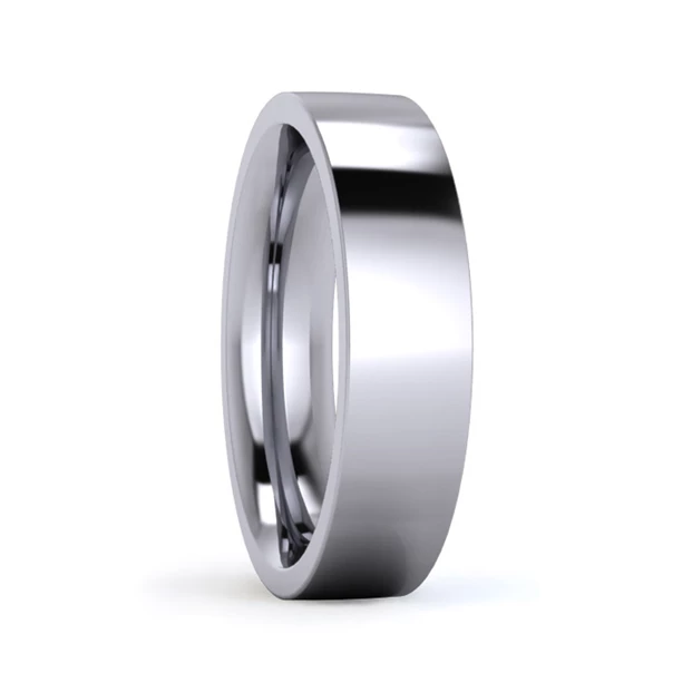 Palladium 950 5mm Heavy Weight Flat Court Flat Edge Wedding Ring ...