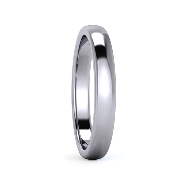 Palladium 950 3mm Medium Weight Slight Court Flat Edge Wedding Ring ...