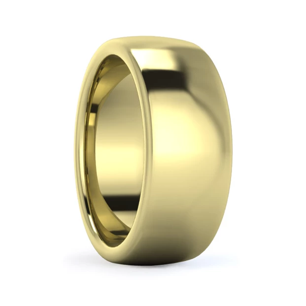 18K Yellow Gold 8mm Heavy Weight Slight Court Flat Edge Wedding Ring ...