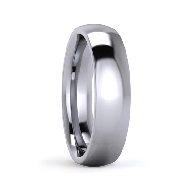 Palladium 950 5mm Heavy Weight Traditional Court Flat Edge Wedding Ring ...