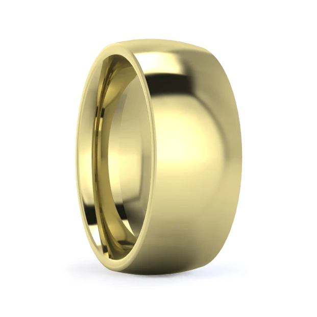 18K Yellow Gold 8mm Heavy Weight Traditional Court Flat Edge Wedding ...