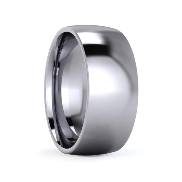 18K White Gold 8mm Medium Weight Traditional Court Flat Edge Wedding Ring