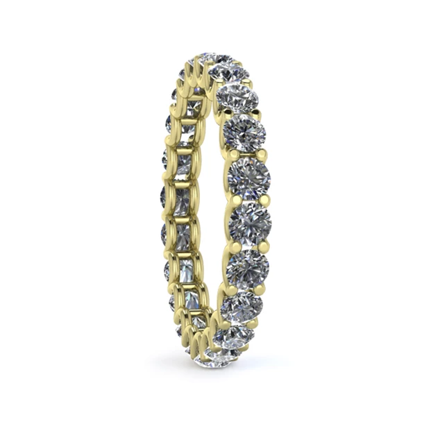 18K Yellow Gold 2.7mm Full U Collet Diamond Set Ring | Quality Diamonds