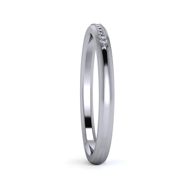 Platinum 2mm Quarter Grain Diamond Set Ring | Quality Diamonds
