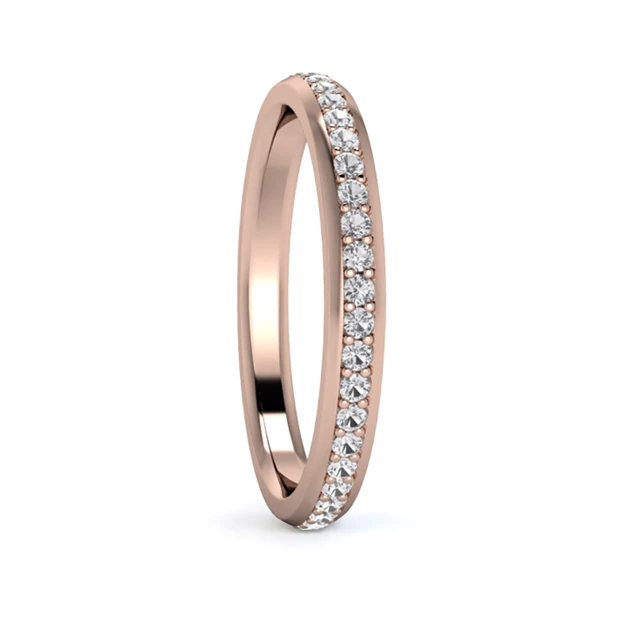 18K Rose Gold 2.5mm Full Grain Diamond Set Ring | Quality Diamonds