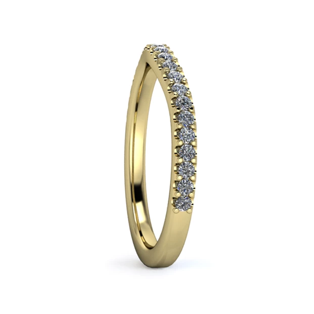 18K Yellow Gold 2mm Slight Wave Half Micro Diamond Set Ring | Quality ...