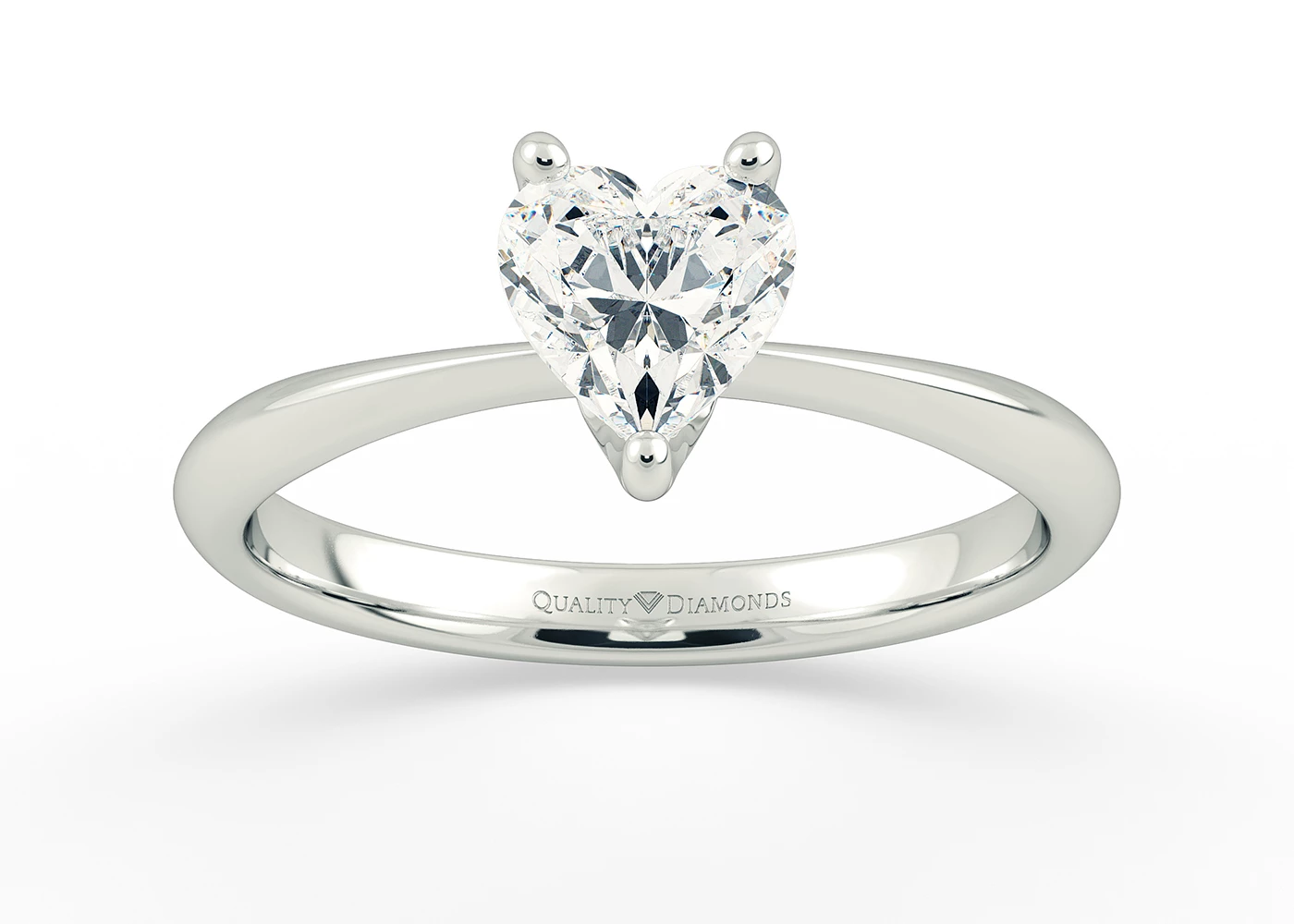 Two Carat Heart Solitaire Diamond Engagement Ring in 18K White Gold ...
