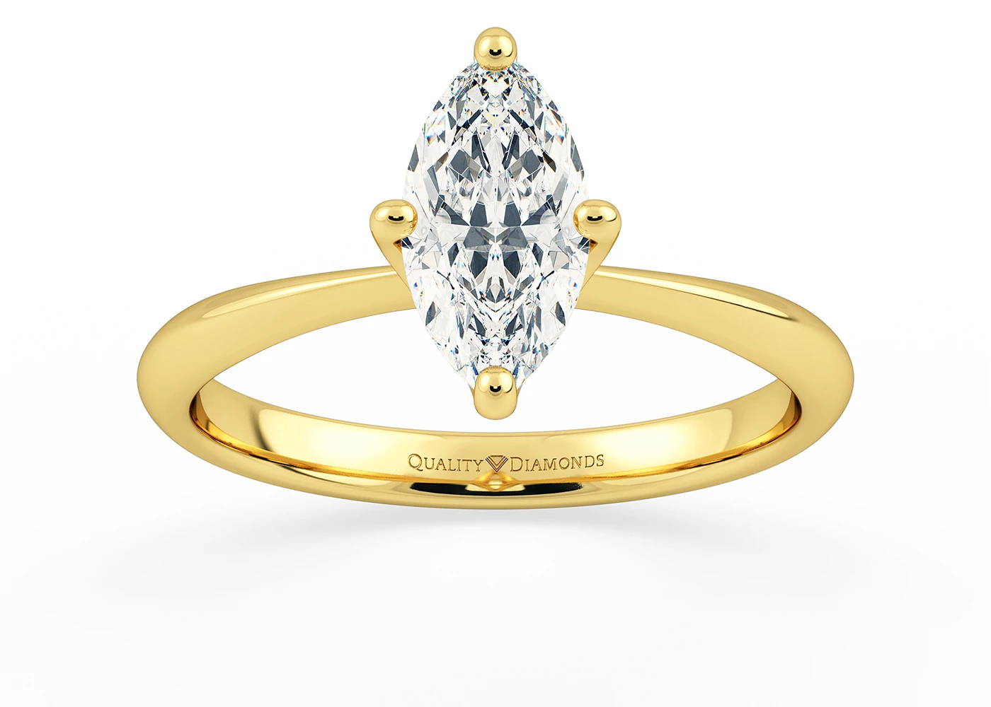 One Carat Marquise Solitaire Diamond Engagement Ring in 18K Yellow Gold ...