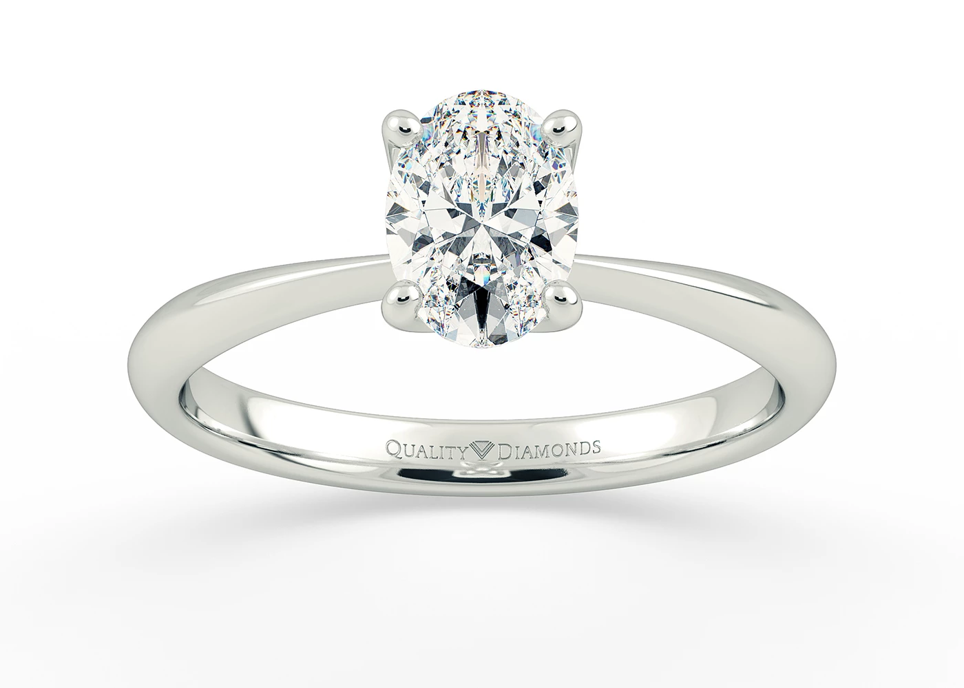 Half Carat Oval Solitaire Diamond Engagement Ring in 18K White Gold ...