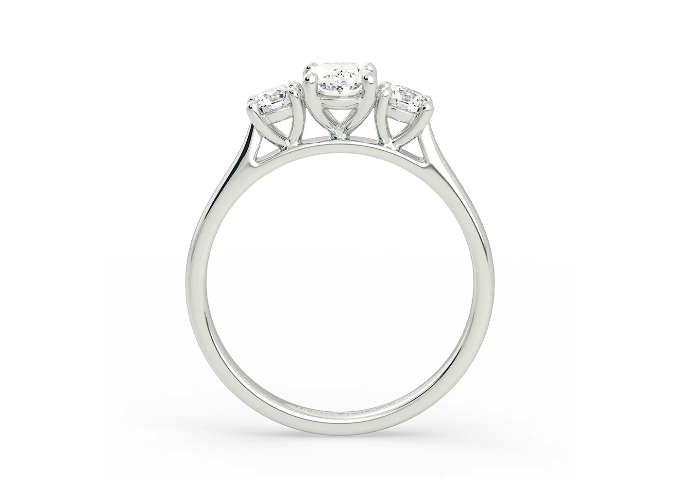 Oval Trilogy Mabelle Diamond Ring in 18K White Gold | Quality Diamonds