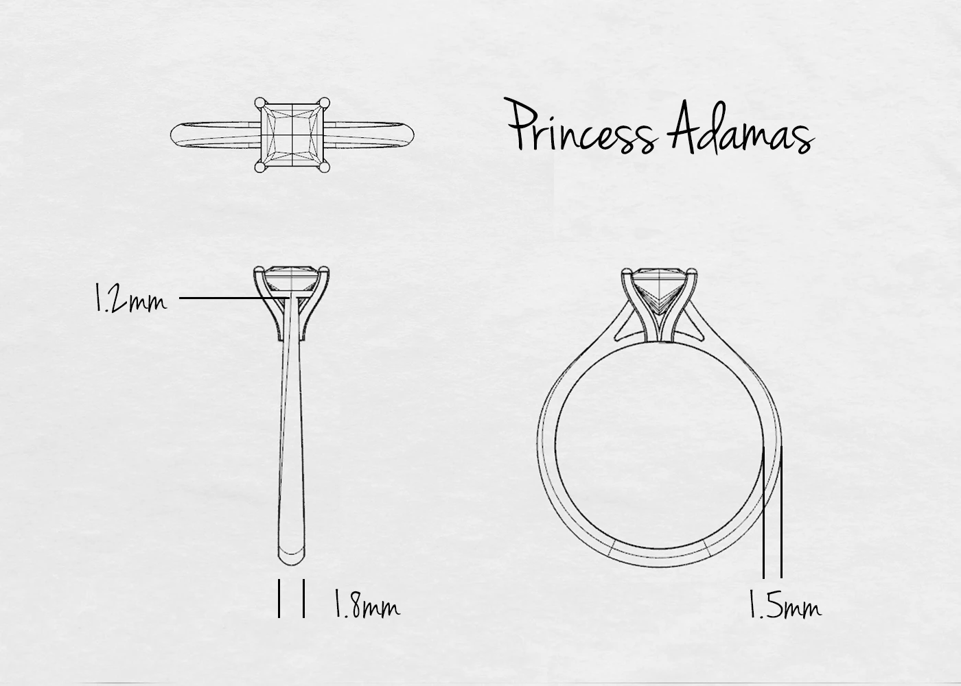 Princess Adamas Diamond Ring in Palladium | Quality Diamonds
