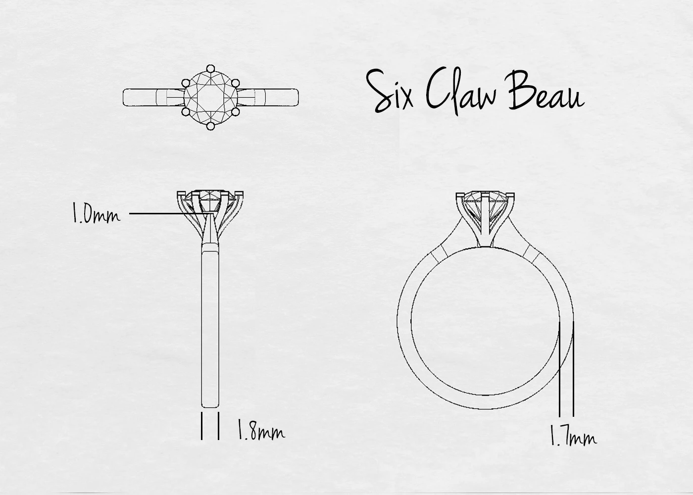 Six Claw Round Brilliant Beau Diamond Ring in Platinum | Quality Diamonds