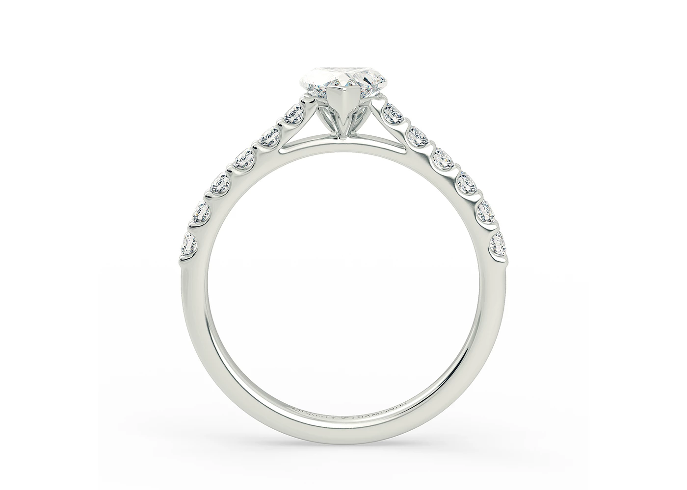 One Carat Lab Grown Heart Diamond Set Diamond Engagement Ring in ...