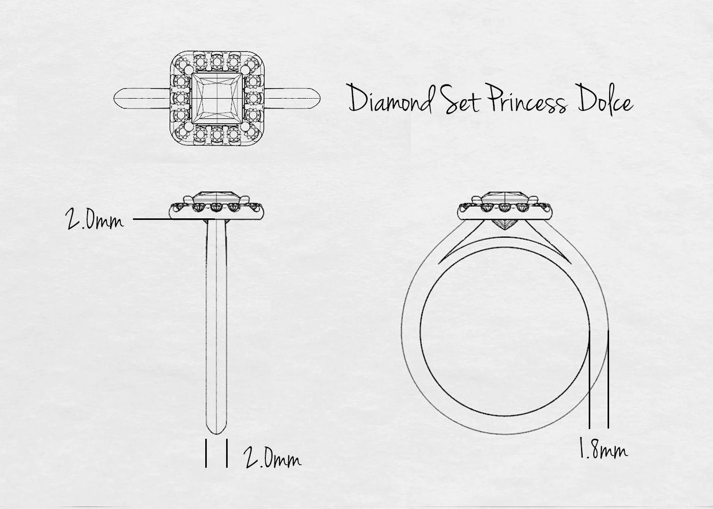 Diamond Set Princess Dolce Diamond Ring in Platinum | Quality Diamonds